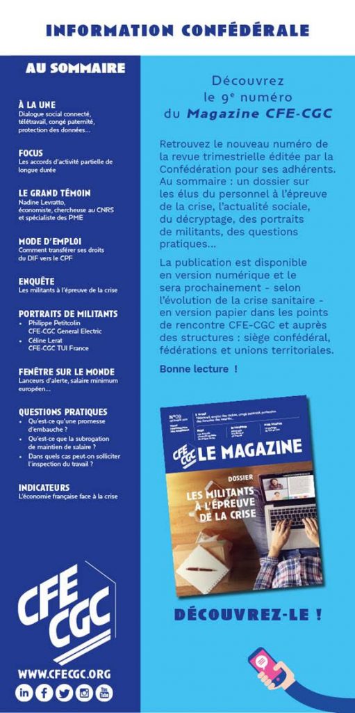 INFORMATION CONFEDERALE – Le Magazine CFE-CGC N°9 – Le blog CFE-CGC du ...
